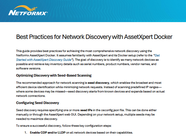 Best Practices for Network Discovery with AssetXpert Docker